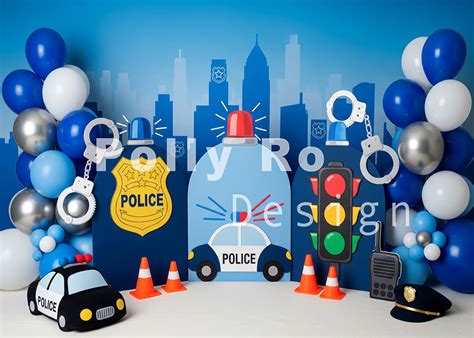 Avezano Police Theme Photography Backdrop Designed By Polly Ro Design