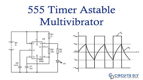 555 Timer Astable Multivibrator Circuit