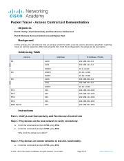 Packet Tracer ACL Demonstration Docx Packet Tracer Access Control List Demonstration