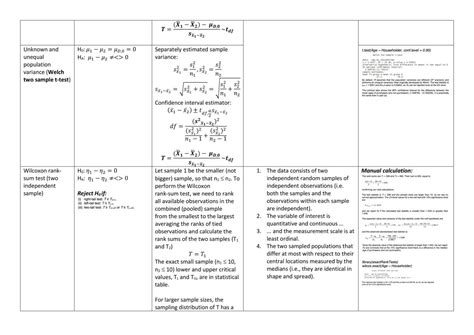 Qm2 Hypothesis Testing Summary Notes Econ20003 Quantitative Methods