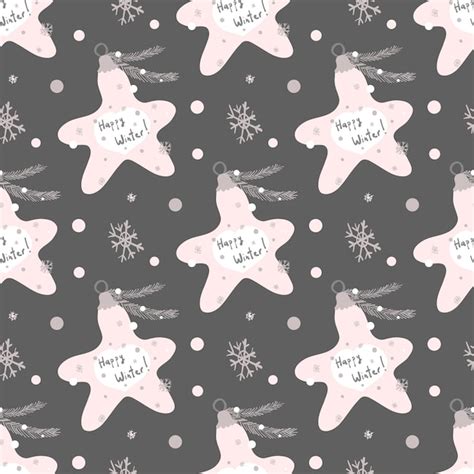 원활한 새 해 스타 장식 패턴입니다 크리스마스 반복 디자인 겨울 회색 겨울 배경입니다 프리미엄 벡터