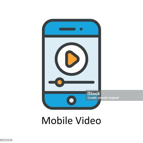 모바일 비디오 벡터 채우기 개요 아이콘 디자인 그림입니다 흰색 배경에 멀티미디어 기호 Eps 10 파일 Brand Name Smart Phone에 대한 스톡 벡터 아트 및