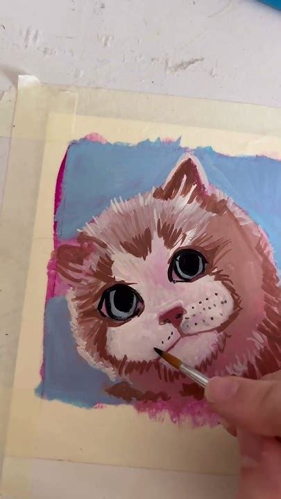 Рисунок гуашью милый котенок шортс Shorts Youtube