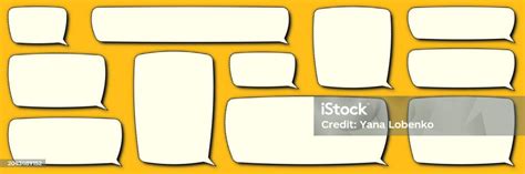 텍스트를 위한 빈 공간이 있는 정사각형의 직사각형 만화 말풍선 집합입니다 포스터 만화 스타일의 배너를 만들기위한 하프 톤 그림자 효과가있는 복고풍 스타일의 벡터 그림 공란에