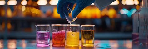 Colorful Chemistry Experiment Mixing Liquids In Beakers Premium Ai Generated Image