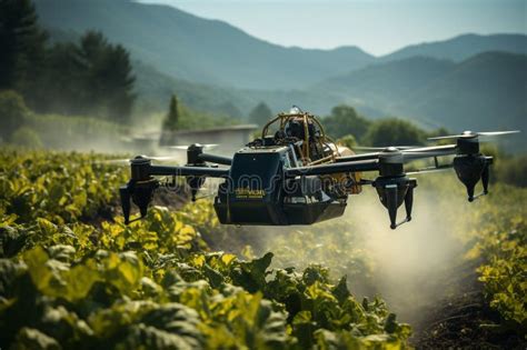 Agriculture Drone In Action Precisely Spraying Fertilizer Over Lush Crops Cutting Edge