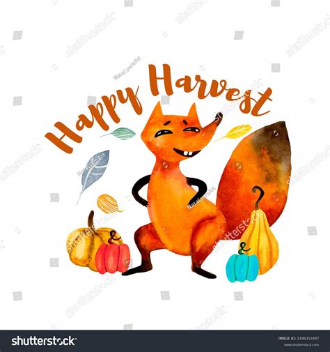 Watercolor Illustration Cartoon Character Fox Colorful Stock Illustration 2196352407 Shutterstock