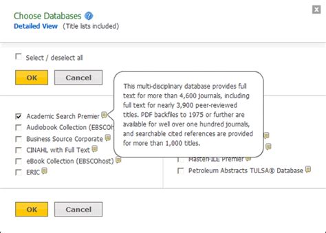 Choosing Ebsco Databases To Search