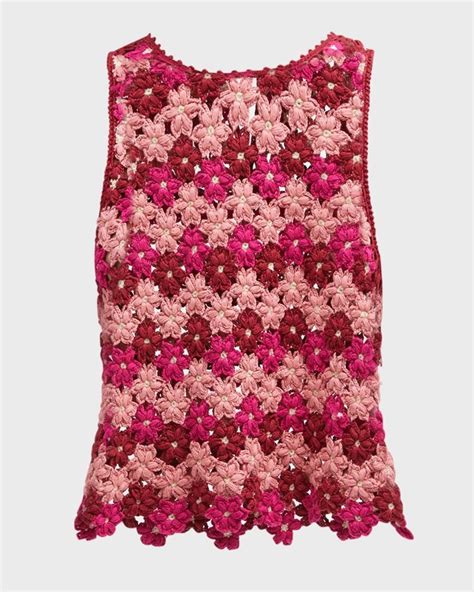 Alice Olivia Reva Flower Crochet Top 2022 In 2024 Crochet Clothes