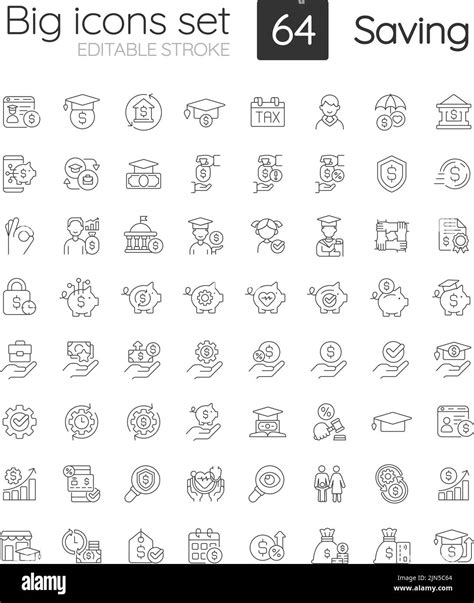 Saving Linear Icons Set Stock Vector Image And Art Alamy