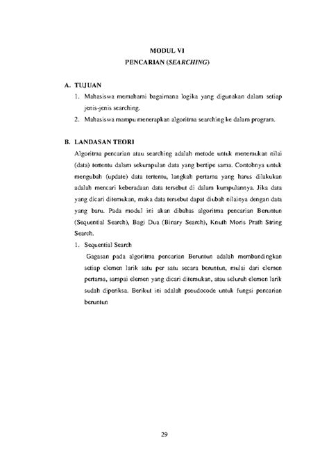 Modul Struktur Data Pencarian Searching Modul Vi Pencarian Searching A Tujuan Mahasiswa
