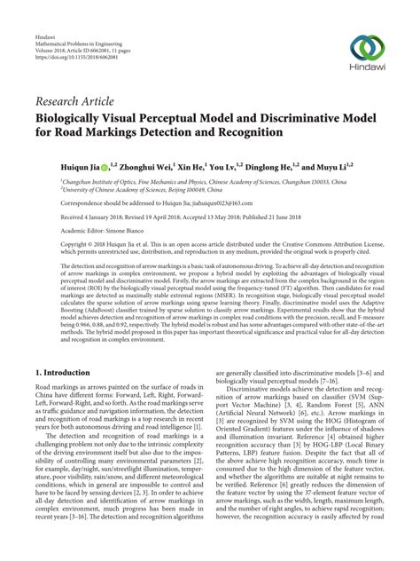 Pdf Biologically Visual Perceptual Model And Discriminative Model For