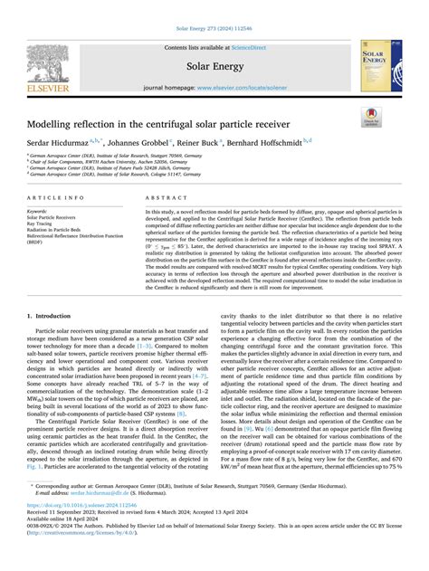 Pdf Modelling Reflection In The Centrifugal Solar Particle Receiver