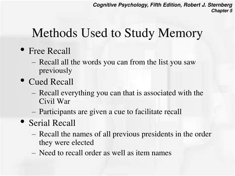 Ppt Chapter 5 Memory Models And Research Methods Powerpoint