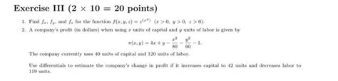 Solved Rercise Iii 2×1020 Points Find Fxfy And Fz For