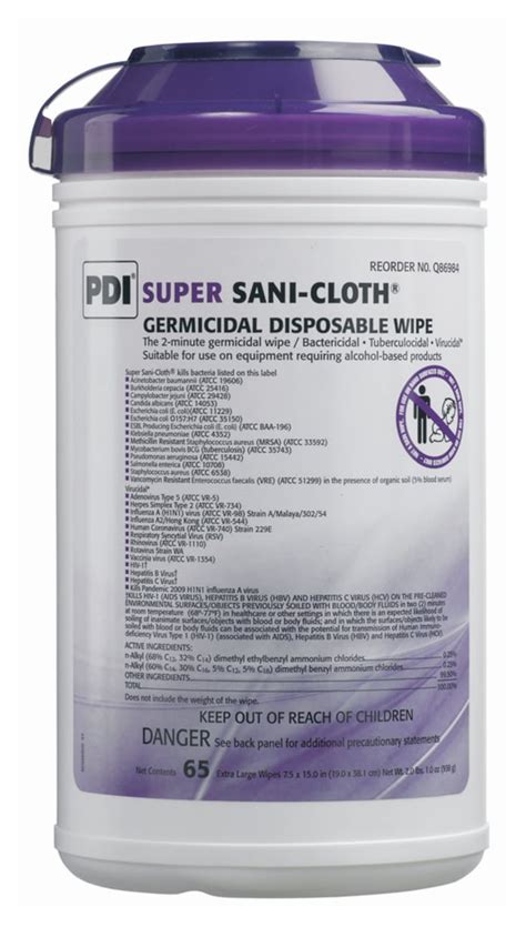 Pdi Super Sani Cloth Germicidal Disposable Wipes 1175 X 115 In Buy