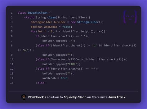 Flashbacks Solution For Squeaky Clean In Java On Exercism