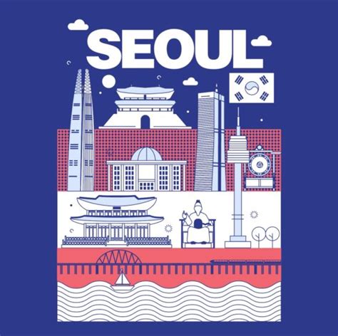 서울 도시 랜드마크 일러스트 Ai 다운로드 Download Seoul City Landmarks Vector 어반브러시