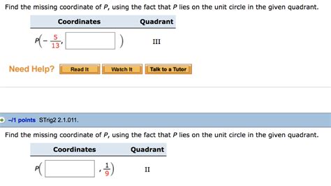 Solved Find The Missing Coordinate Of P Using The Fact That