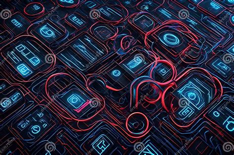 Technology Themed Abstract Background Featuring Blue And Red Lines High End Tech Wallpaper