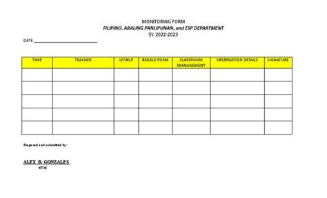 Monitoring Form Pdf