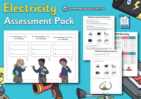Year 5 6 Science Electricity Assessment Pack Grammarsaurus Australia