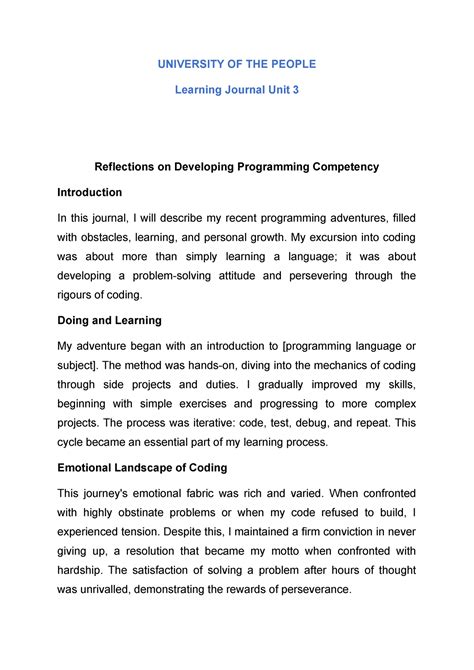 Learning Journal Unit 3 Programming 2 Ay2024 T2 University Of The