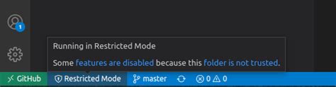 Restricted Trust Status Bar Item Should Use Rich Hover · Issue 125408 · Microsoft Vscode · Github
