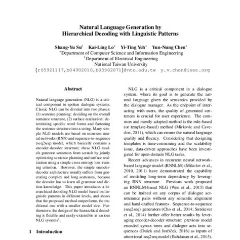 natural language generation by hierarchical decoding with linguistic patterns acl anthology