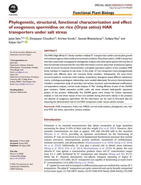Pdf Phylogenetic Structural Functional Characterisation And Effect Of Exogenous Spermidine