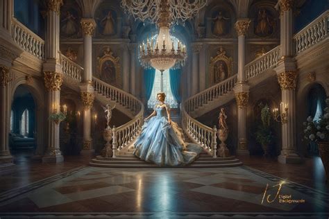 Cinderella Grand Staircase Digital Backdrop Download Fantasy