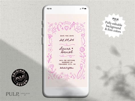 Evite SAVE THE DATE Template Party Text Invite Hand Drawn Etsy