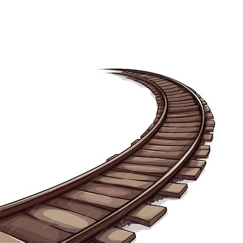 Un Dibujo De Una Vía De Tren Con Una Vía De Ferrocarril En El Fondo