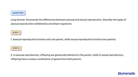 Solved Long Answer Enumerate The Differences Between Asexual And Sexual Reproduction Describe