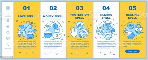 Magic Spells Onboarding Mobile Web Pages Vector Template Witchcraft Responsive Smartphone