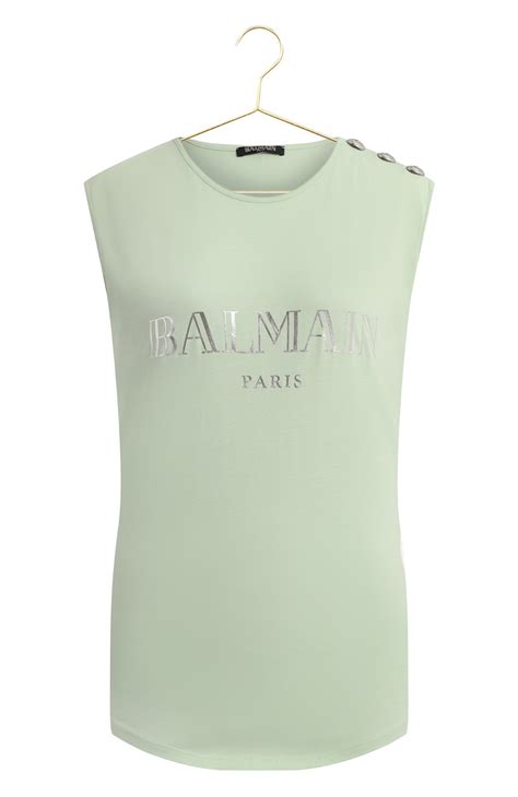 Хлопковая майка Balmain цвет Зелёный купить на ресейл платформе Tsum Collect арт Item69265