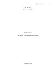 Lab Operational Amplifiers ME Lab Report ME Lab Operational Amplifiers Matthew