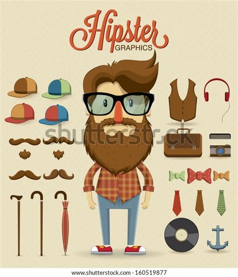 Hipster Character Design Hipster Elements Iconsvector Stock Vector