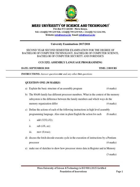 Ccs 3252 Assembly Language Programming Pdf Central Processing Unit