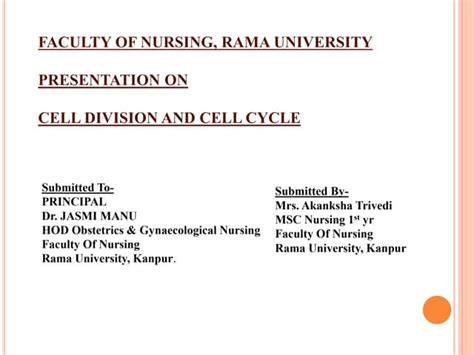 cell cycle pptx akanksha trivedi rama university kanpur ppt