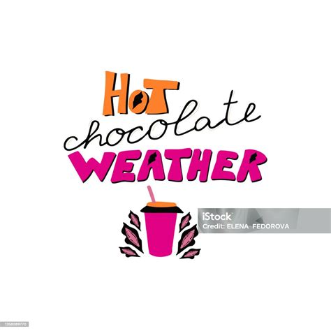 당신의 디자인에 대한 겨울 날씨에 대한 재미있는 문구 손으로 그린 스타일로 유머러스한 구오트 핫 초콜릿 날씨 스크랩북 카드 일기 인쇄용 귀여운 디자인 요소 0명에 대한 스톡