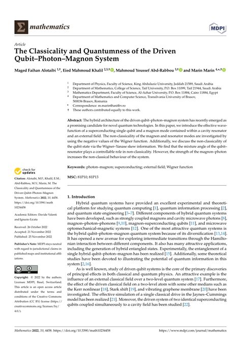 Pdf The Classicality And Quantumness Of The Driven Qubitphotonmagnon System