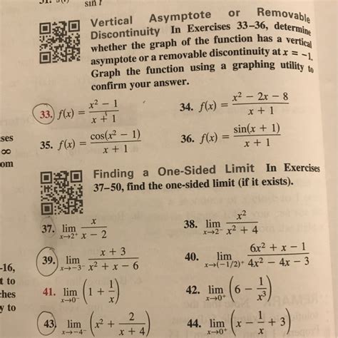 Solved Vertical Asymptote Or Removable Discontinuity In
