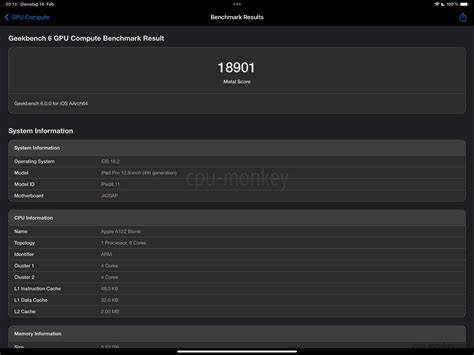 apple a12z bionic benchmarks and specs
