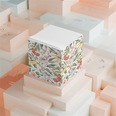 Pretty Floral Sticky Note Cube Botanical Sticky Note Pad Cute Floral Note Cube Note Block