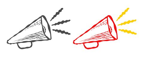 벡터 빈티지 세트 아이콘 메가 폰 낙서 스타일에 복고풍 라우드 스피커의 벡터 그림 목판화에 대한 스톡 벡터 아트 및 기타 이미지 목판화 휴대용 마이크