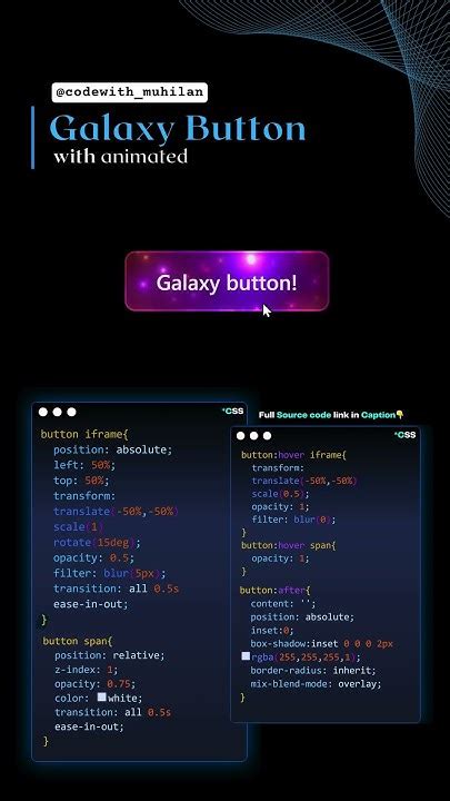 Galaxy Button Animation Htmlcssjsgalaxybutton Youtube