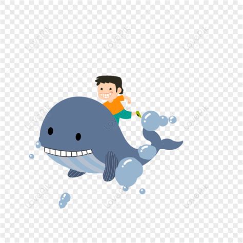손으로 그려진 행복한 소년과 귀여운 고래 Png 일러스트 무료 다운로드 Lovepik