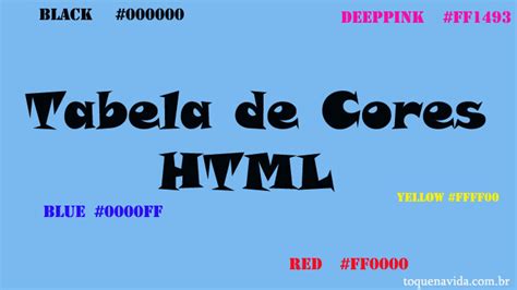 Tabela De Cores Html Toque Na Vida