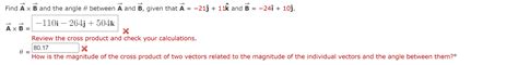 Solved Find vec A vec B and the angle θ between vec A Chegg com